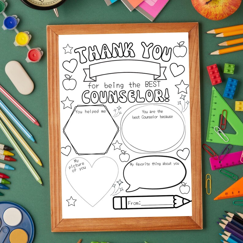 School Counselor Appreciation Coloring Page • Printable Thank You Gift ...