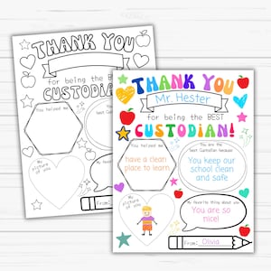 Custodian Appreciation Coloring Page • Printable Thank You Gift ...