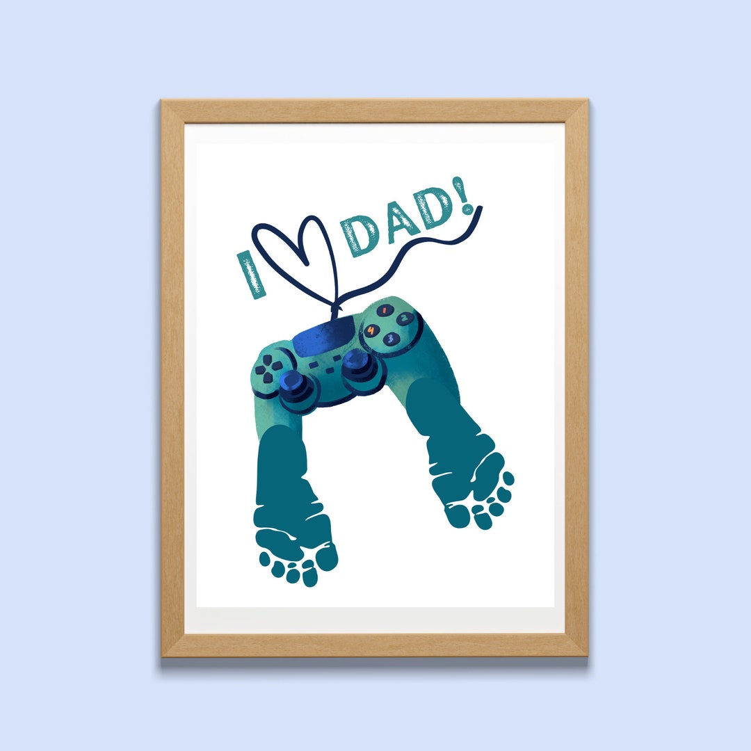 Dad Birthday | Father's Day Handprint Art | Video Game Footprint Stamp ...