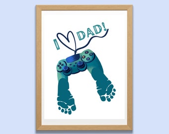Dad Birthday Father's Day Handprint Art Video Game Footprint Stamp Art ...