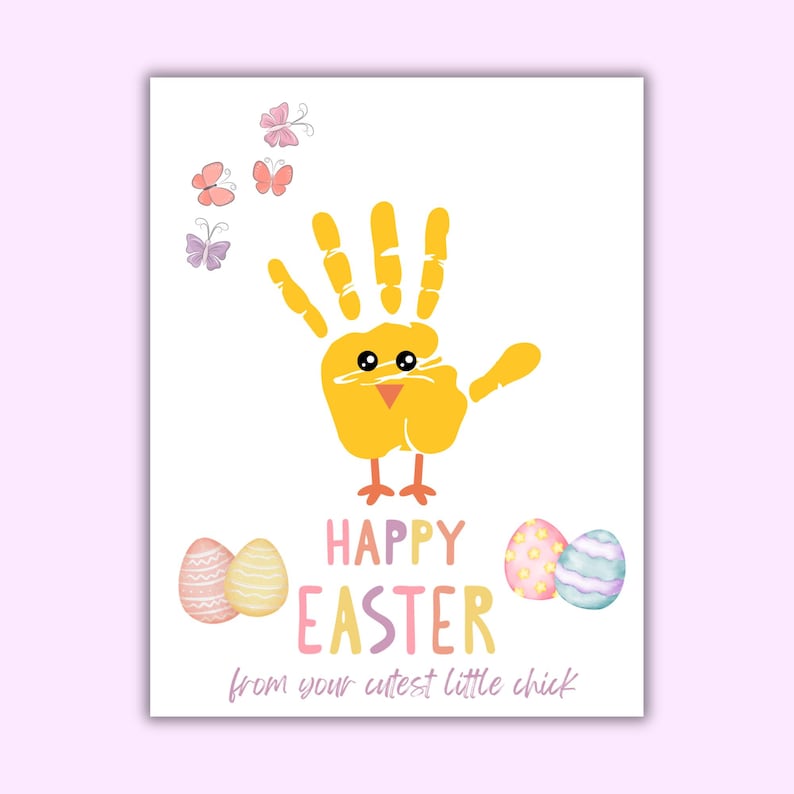Happy Easter Handprint Art Footprint Little Chick Spring DIY Gift ...