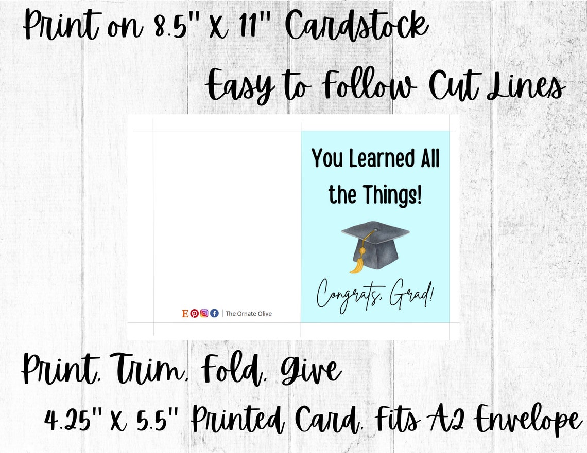 Printable Graduation Card, Card for Grad, Class of 2022, Graduation ...