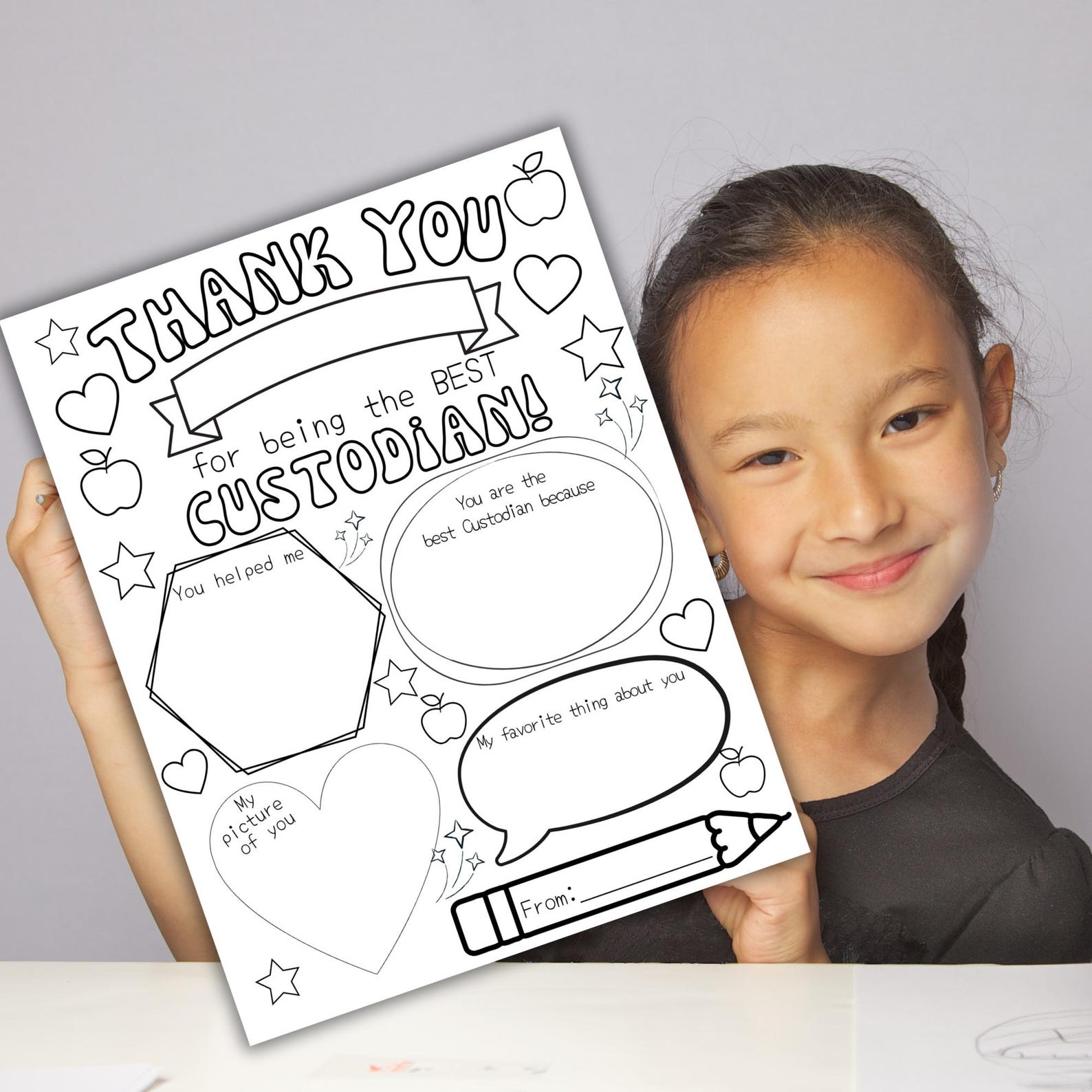 Custodian Appreciation Coloring Page • Printable Thank You Gift ...