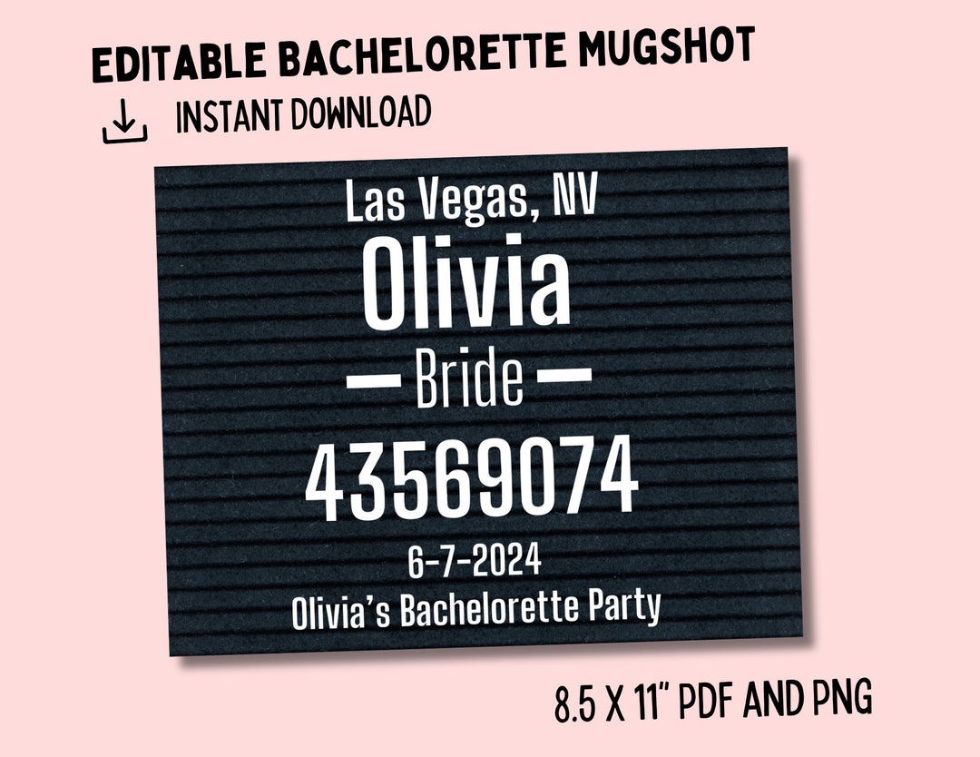 DIY Bachelorette Mugshot Template, Unlimted Personal Use, Editable PDF ...
