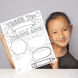 Teacher Aide Appreciation Coloring Page • Printable Thank You Gift ...