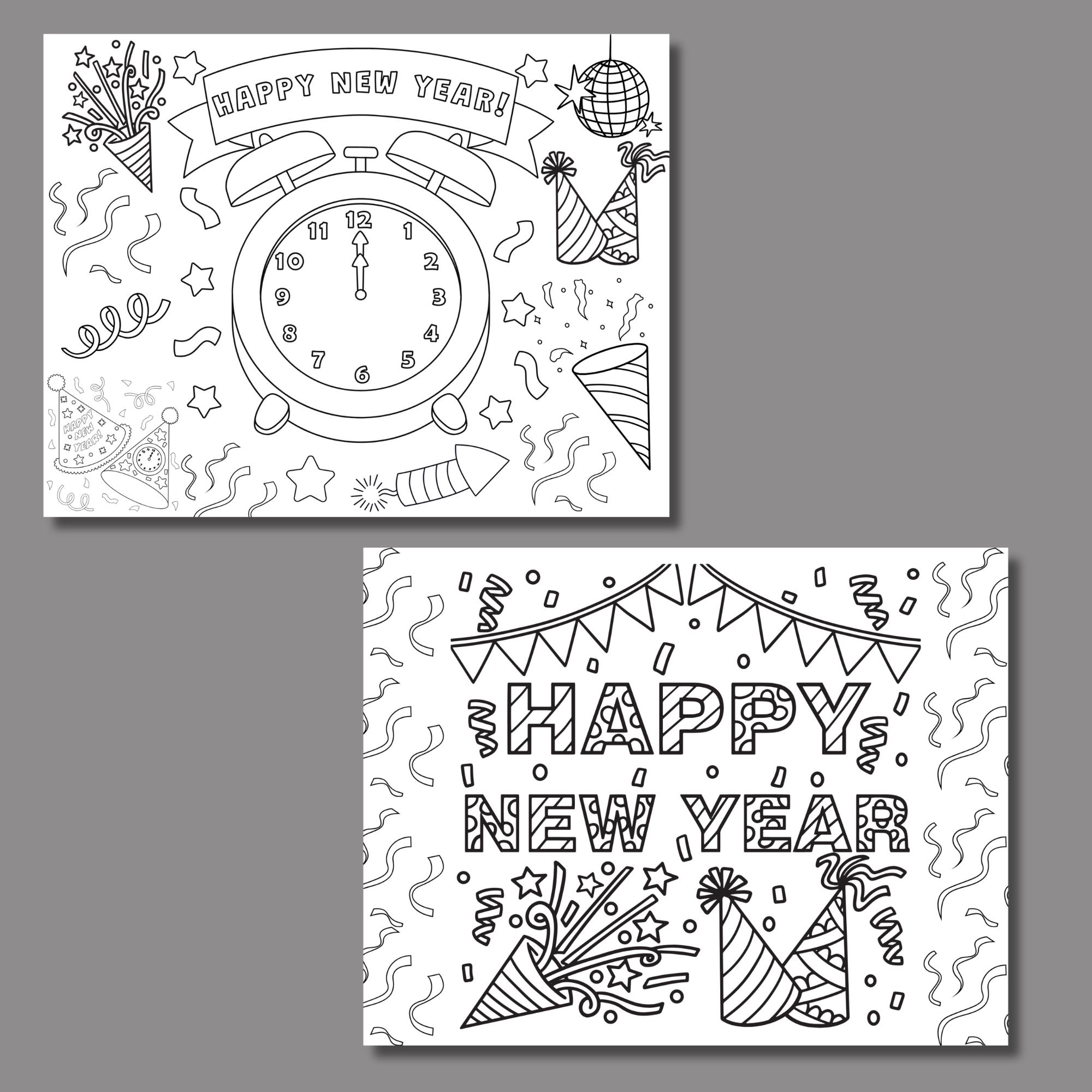 New Years Coloring Page, New Years Coloring Book Pages Printable, New ...