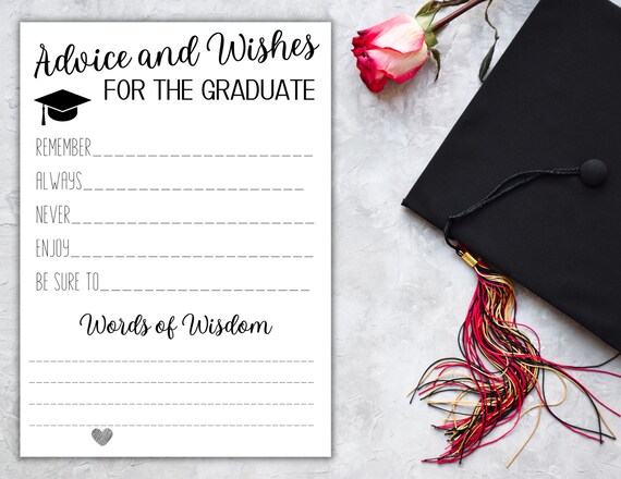 Advice and Wishes Graduation Printable Card | Etsy