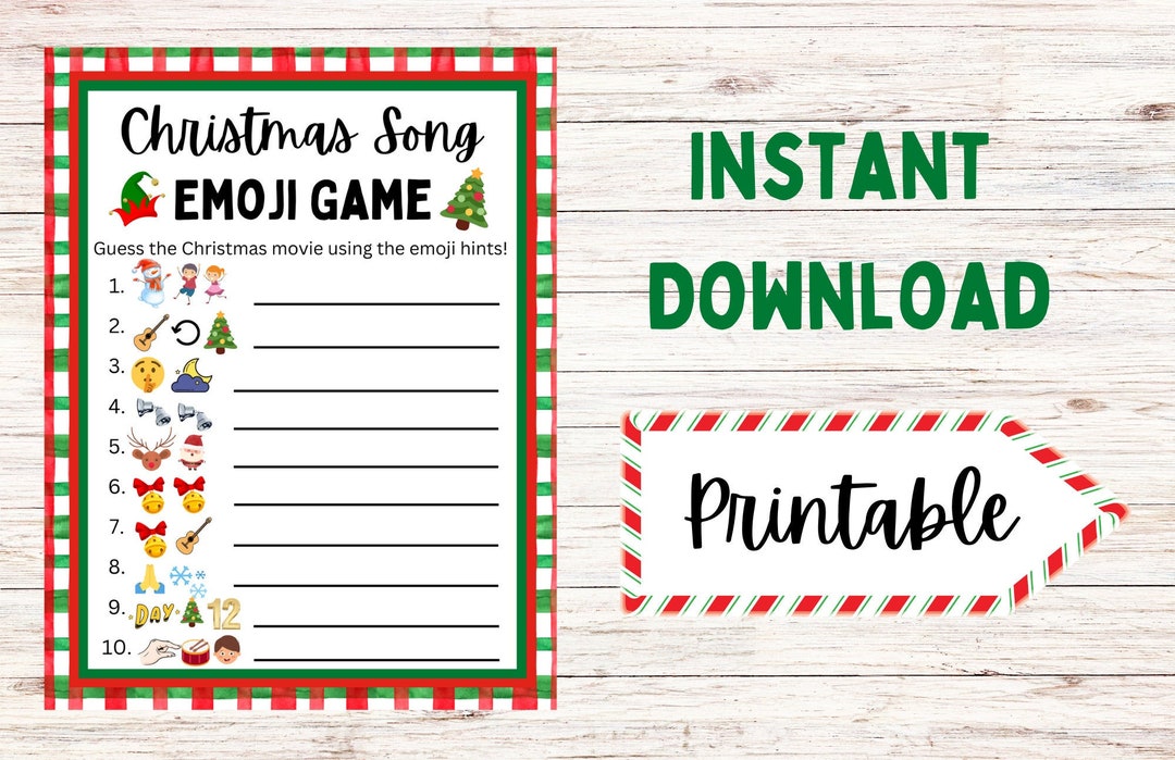 Printable Christmas Game, Christmas Song Emoji Game, Christmas Party ...