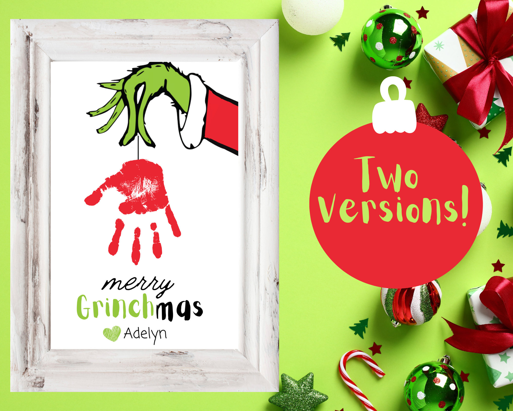 Merry Grinchmas Handprint Template / Christmas Handprint Craft ...