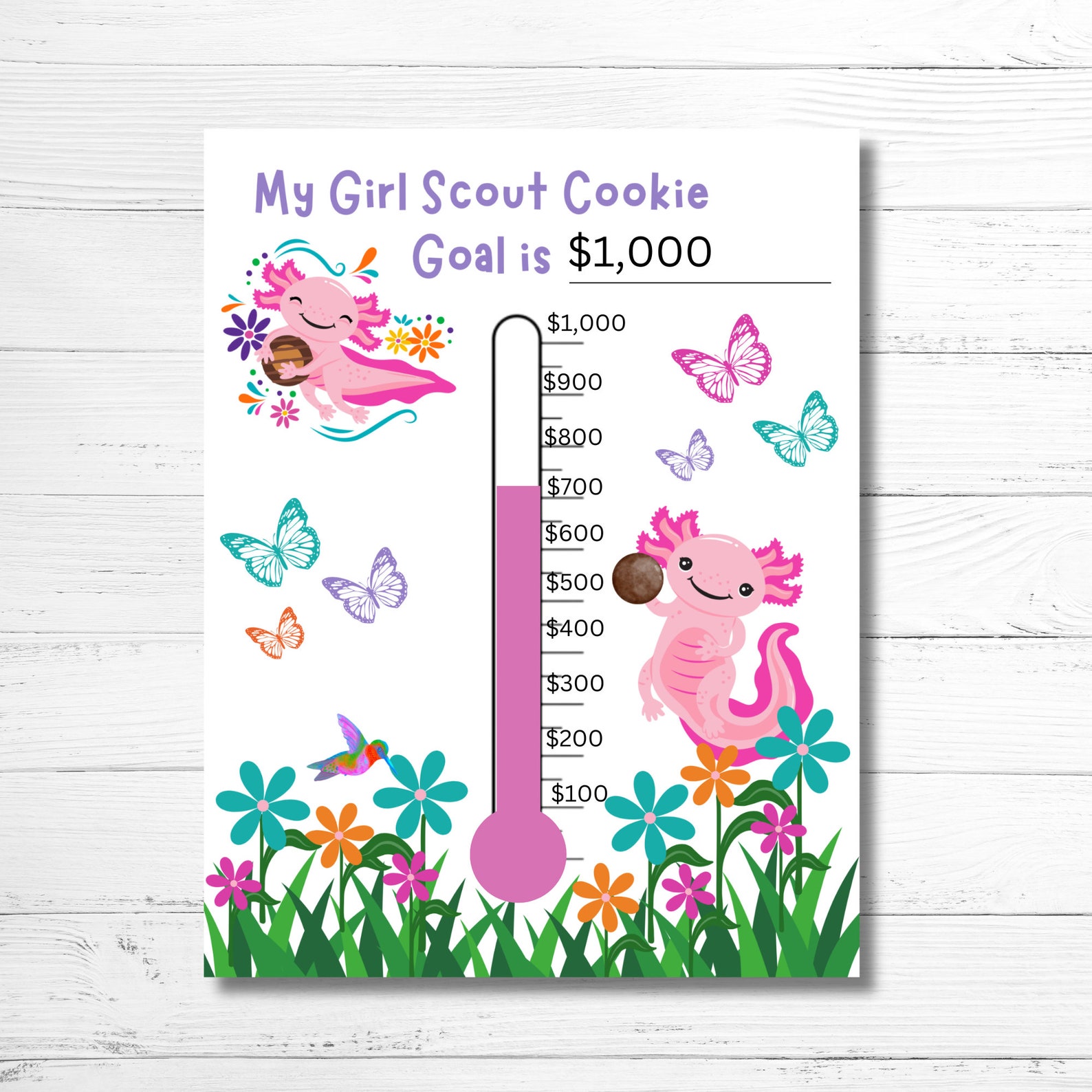 Girl Scout Cookies Goal Setting Tracker Worksheet Booth Fundraising ...