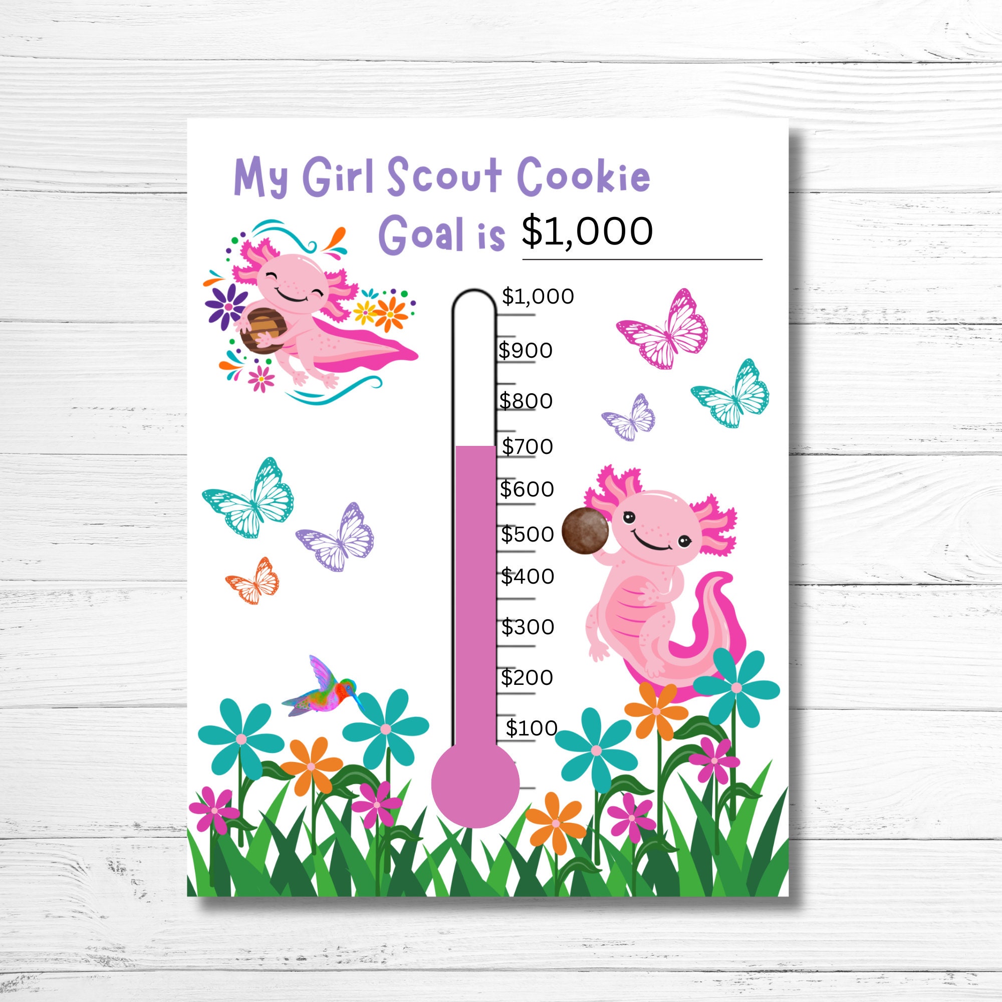 Girl Scout Cookies Goal Setting Tracker Worksheet Booth Fundraising ...