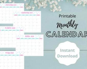 Blank Monthly Calendar printable - Etsy