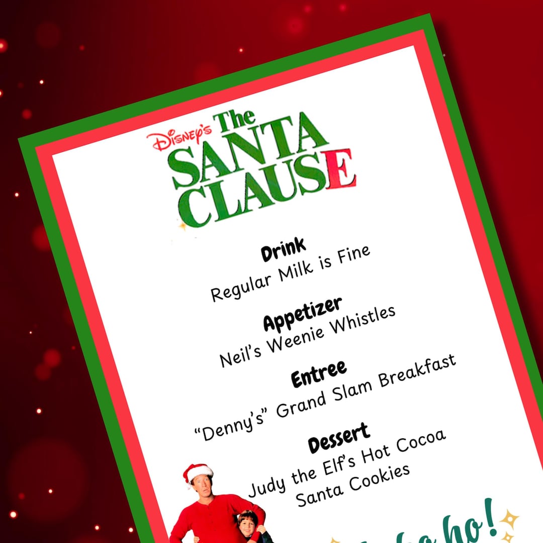 The Santa Clause, Christmas Dinner and a Movie Night Menu | Christmas ...