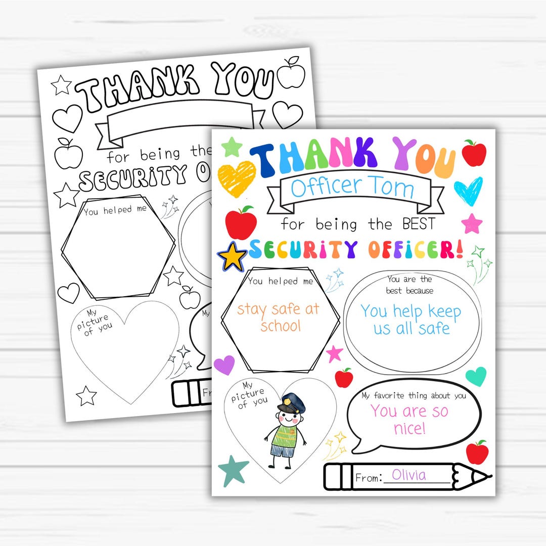 School Security Officer Appreciation Coloring Page • Printable Thank ...