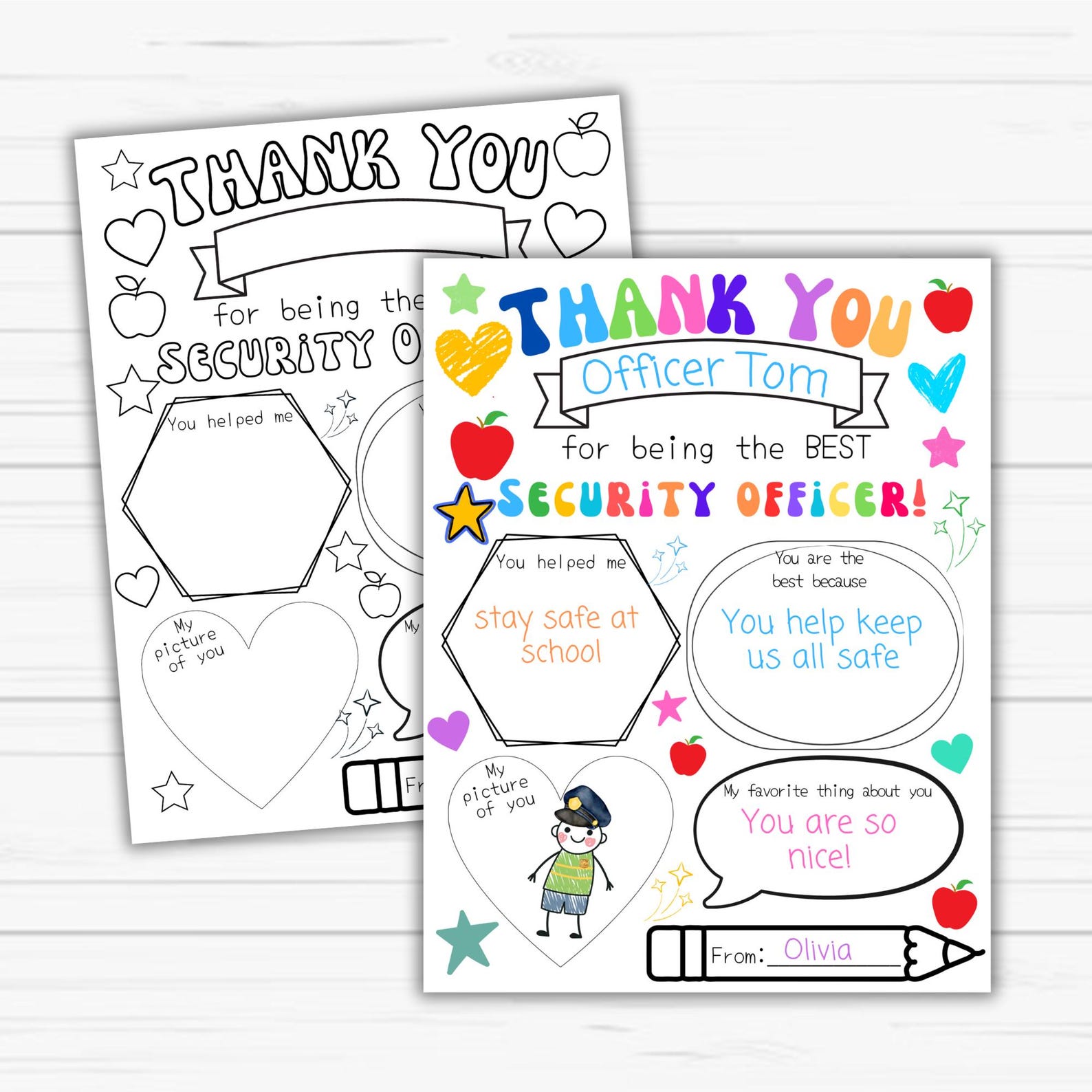 School Security Officer Appreciation Coloring Page • Printable Thank ...