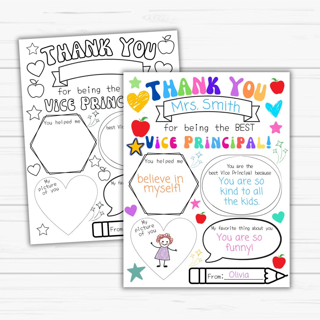 Vice Principal Appreciation Coloring Page • Printable Thank You Gift ...