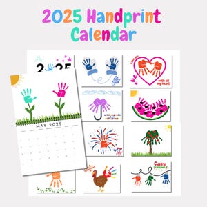 Handprint Calendar 2025 Landscape, Printable Handprint Craft Bundle ...