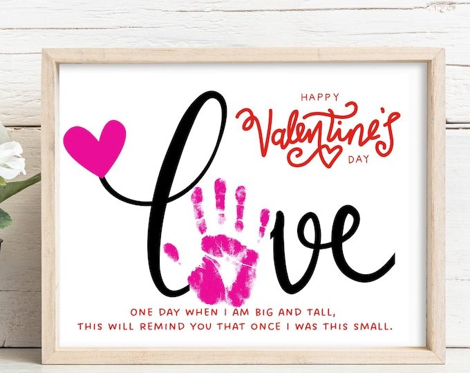 Valentine Day Handprint Printable Craft, Valentines Day Craft Activity ...