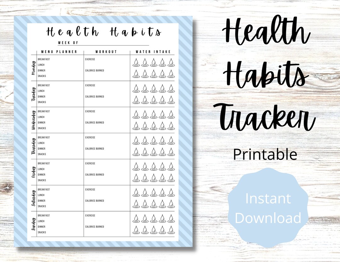Health Habits Tracker, Printable - Etsy