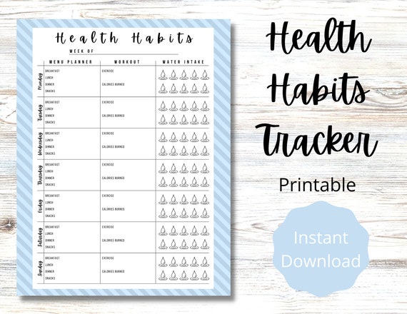 Health Habits Tracker Printable | Etsy