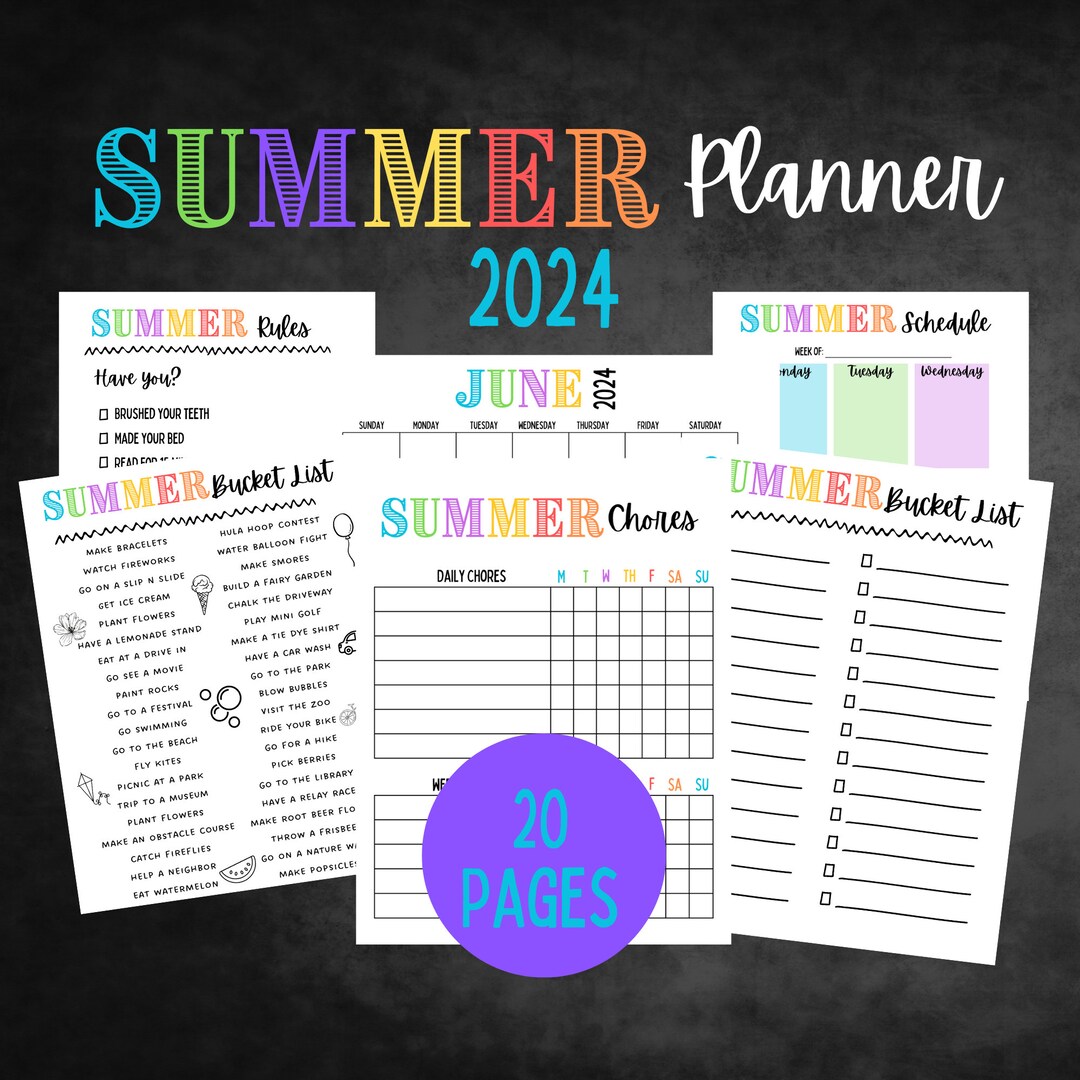Printable Editable SUMMER 2024 Planner Bundle | Summer Calendar ...