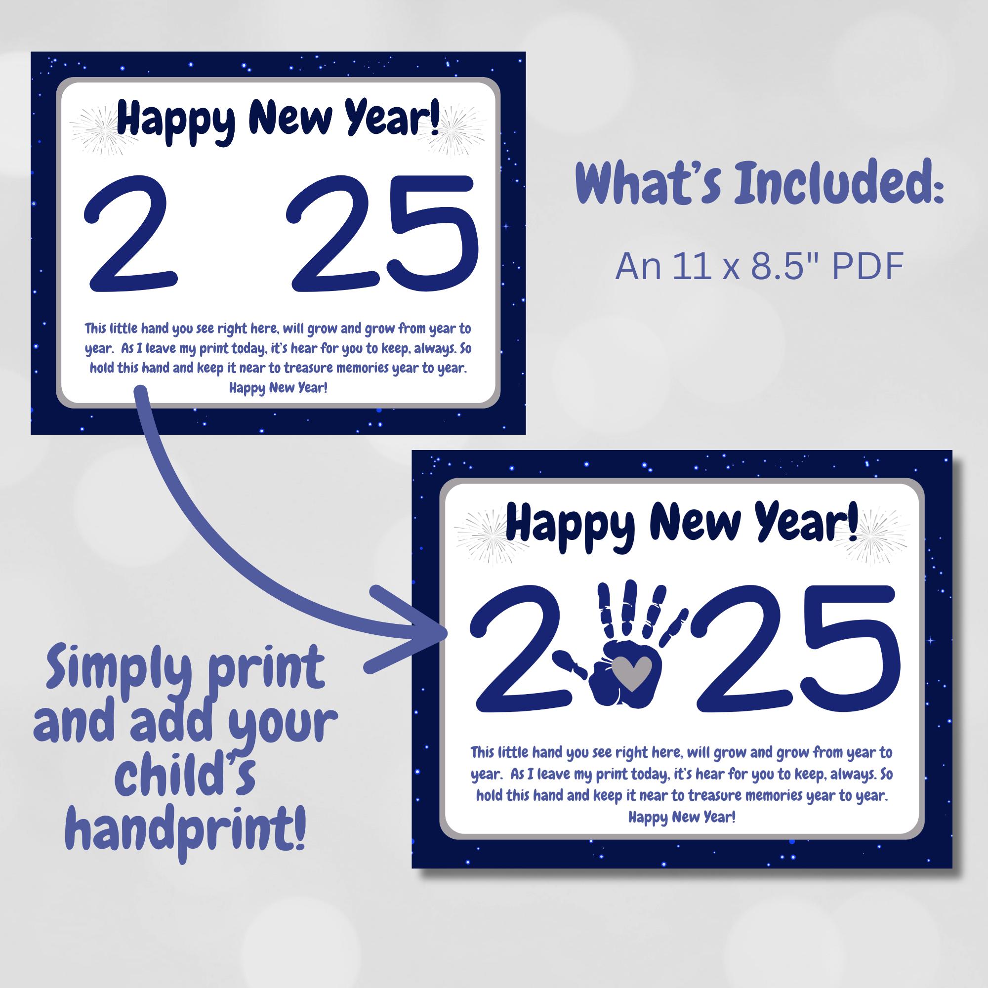 2025 New Years Handprint Art Poem, New Year Handprint Craft, Printable ...