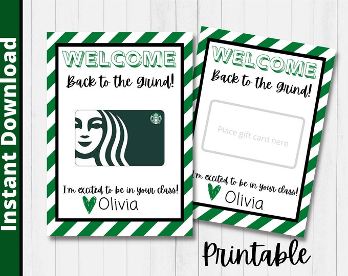 INSTANT DOWNLOAD Starbucks Back to School Teacher Gift, Teacher Thank ...