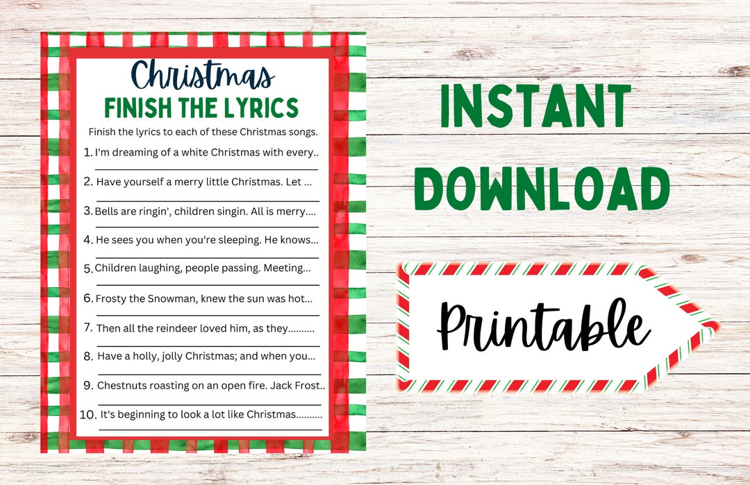 Printable Christmas Game, Christmas "finish the Lyrics" Game, Christmas ...