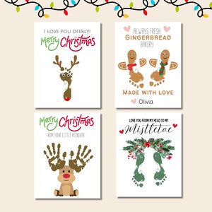 Christmas Handprint Footprint DIY Art Craft Bundle, Printable Christmas ...