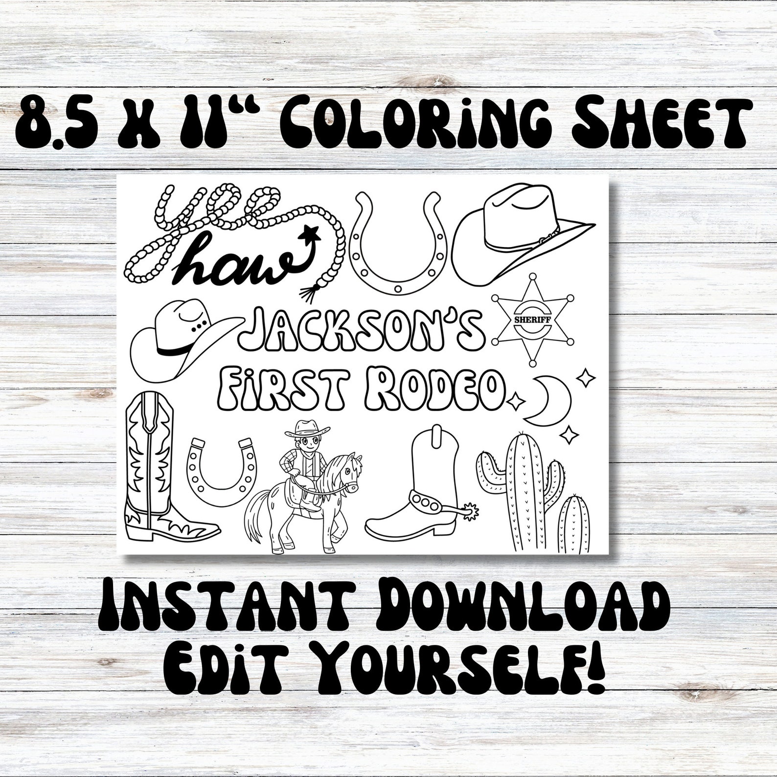 Rodeo Coloring Sheet | INSTANT DOWNLOAD | Rodeo Birthday Theme | How ...