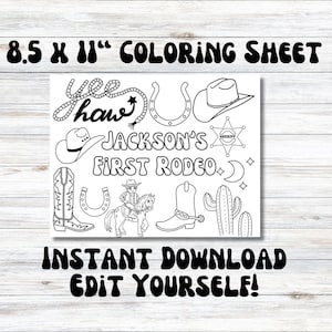 Rodeo Coloring Sheet | INSTANT DOWNLOAD | Rodeo Birthday Theme | How ...