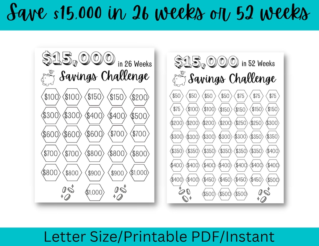 Saving Printable, No Spend Challenge, Money Printable, Savings Bundle ...