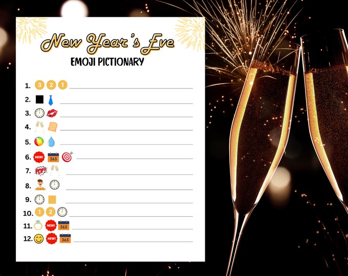 New Year's Eve Emoji Pictionary | Printable New Year's Game | New Years ...