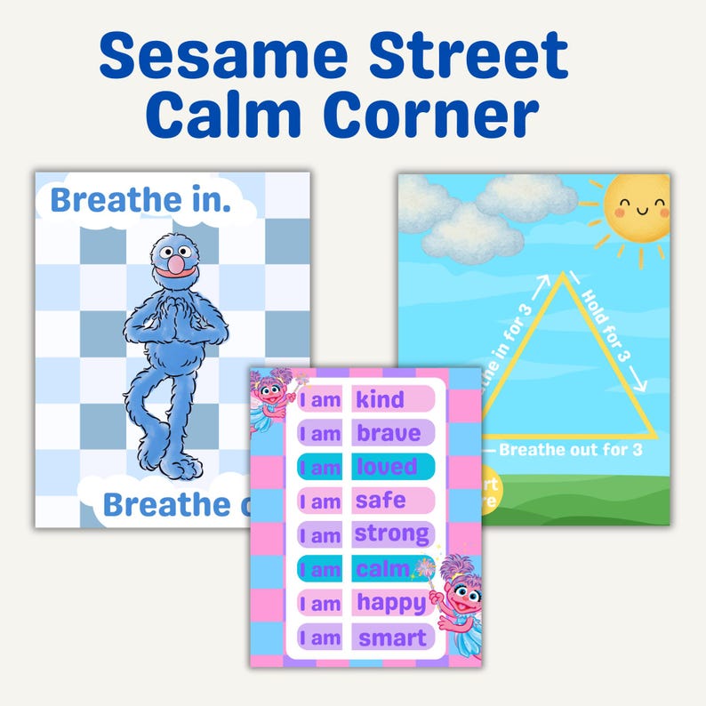 Sesame Street Calm Corner Printables | Emotional Regulation Posters for ...