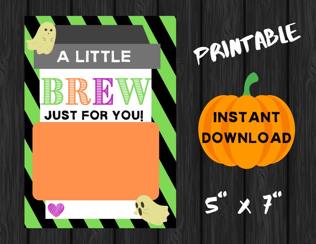 PRINTABLE Halloween Coffee Gift Card Holder, Thank You, Teacher Gift ...