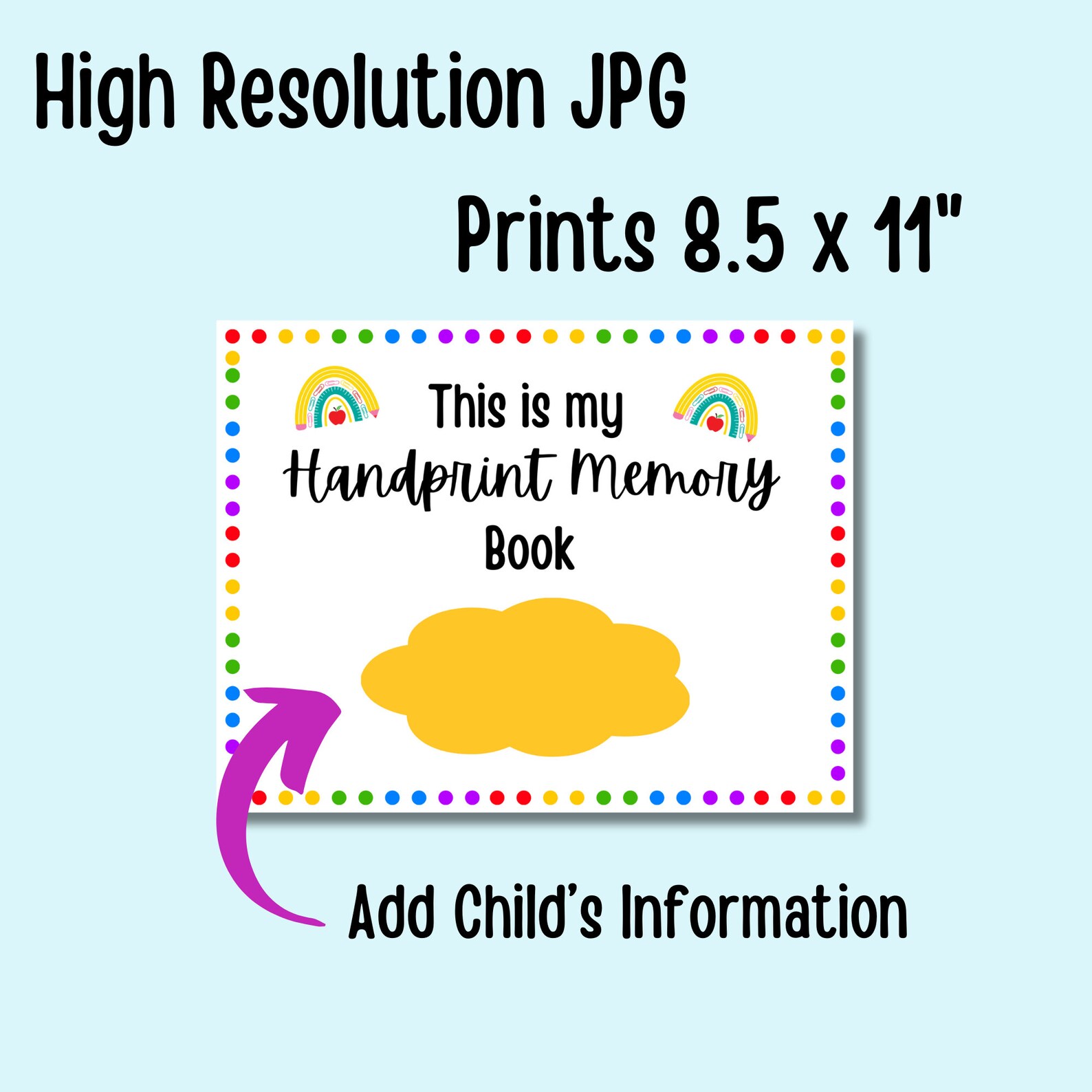 Handprint Memory Book Printable for Prek, Preschool Kindergarten 1st ...
