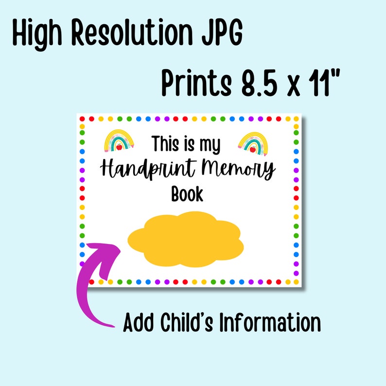 Handprint Memory Book Printable for Prek, Preschool Kindergarten 1st ...