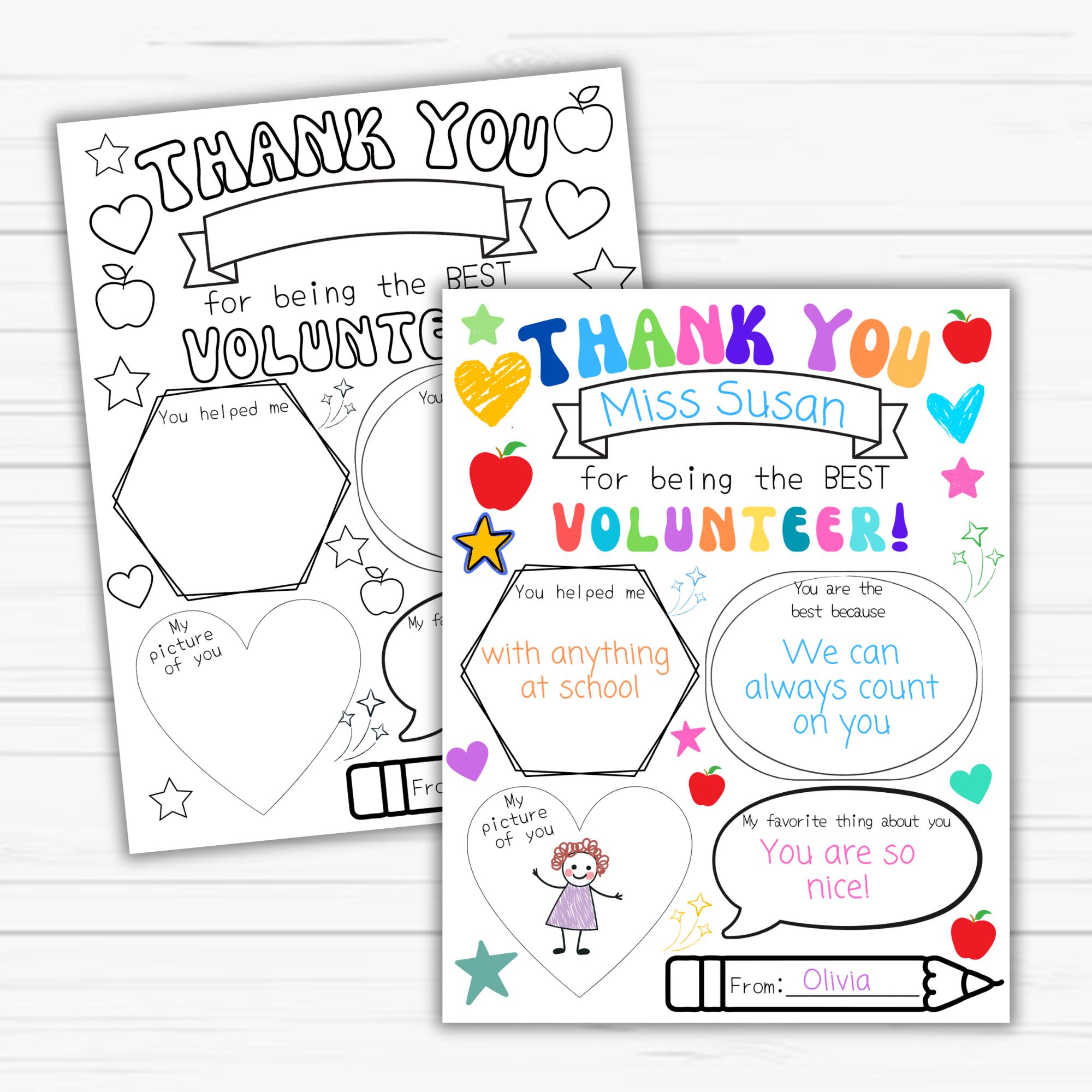 School Volunteer Appreciation Coloring Page • Printable Thank You Gift ...