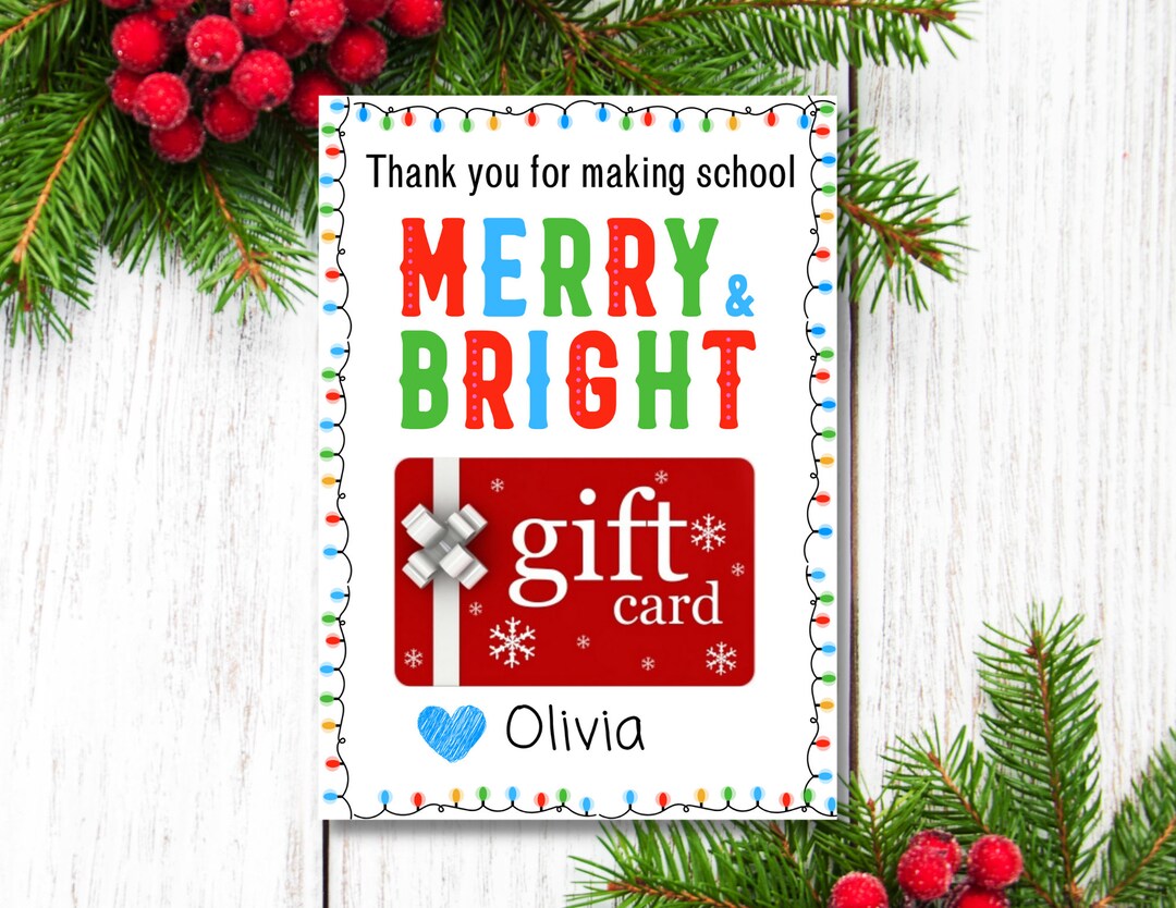 PRINTABLE Gift Card Holder, Christmas, Teacher Gift, Merry Christmas ...