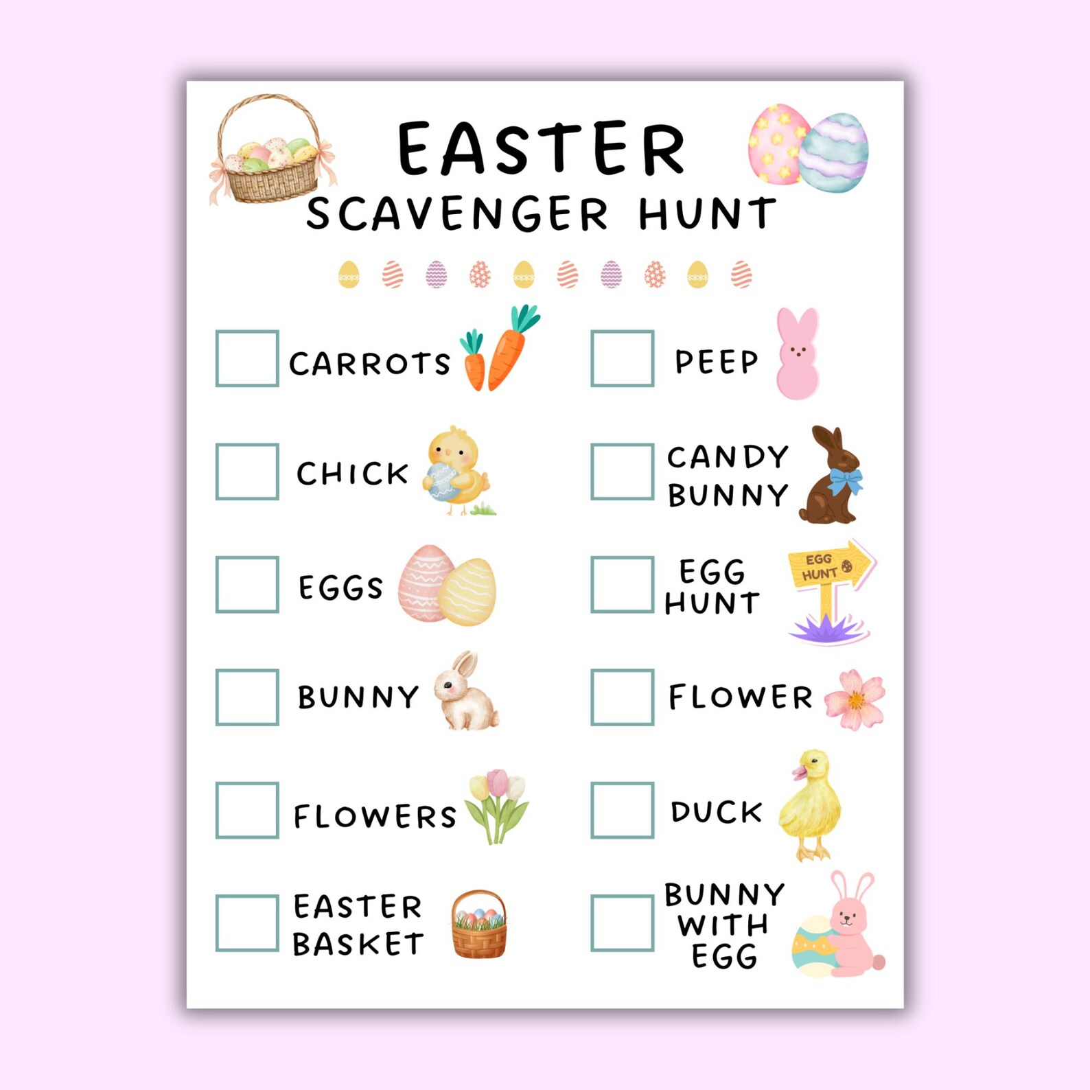 Easter Scavenger Hunt for Kids, Indoor Outdoor Easter Game, Treasure ...