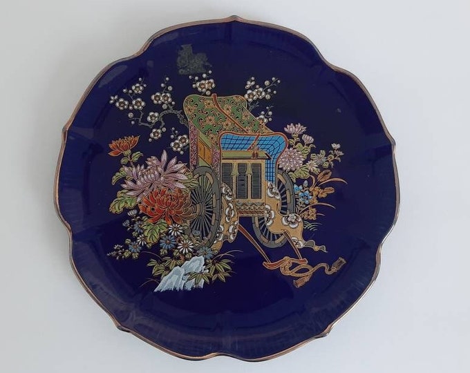 Collectible Plate, 1980s Vintage Decorative Plate, Cobalt Blue, Kutani ...