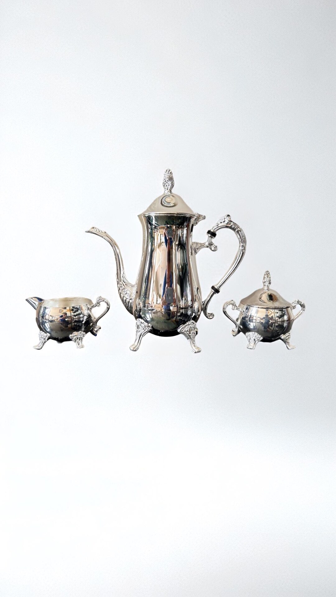 Silver Plated Coffee Pot Teapot Set With Suger Bowl and Creamer, Set of ...