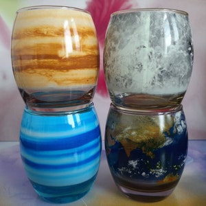 Thinkgeek Planetary Glasses, Set of 4 Drinking Glasses Made to Look ...