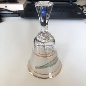 Vintage Crystal Bell Bohemian Crystal Czech Floral Etched CRISTAL Bell ...