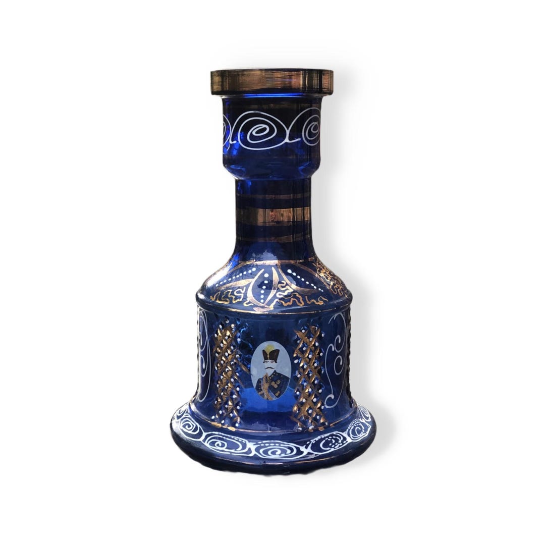 Very Rare Antique Cobalt Blue Crystal Vase or Decanter Gold Gilded With ...