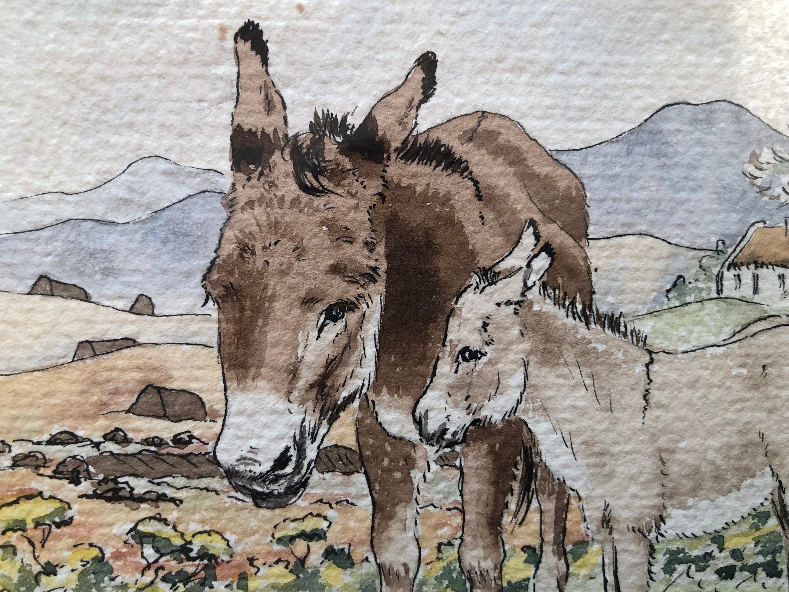 Antique Watercolor Painting Original Painting Framed Glass - Etsy