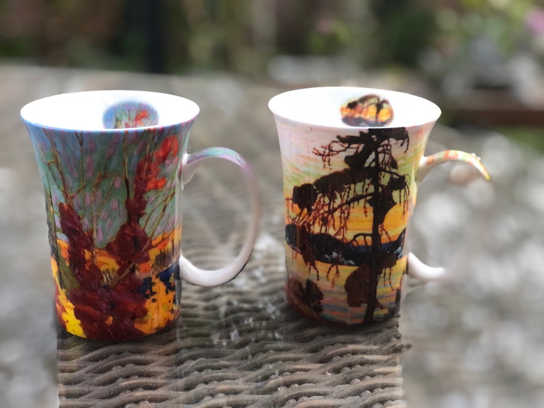 Set of 2 Vintage Art Mugs, Fine Bone China Mugs, Paintings of Tom ...