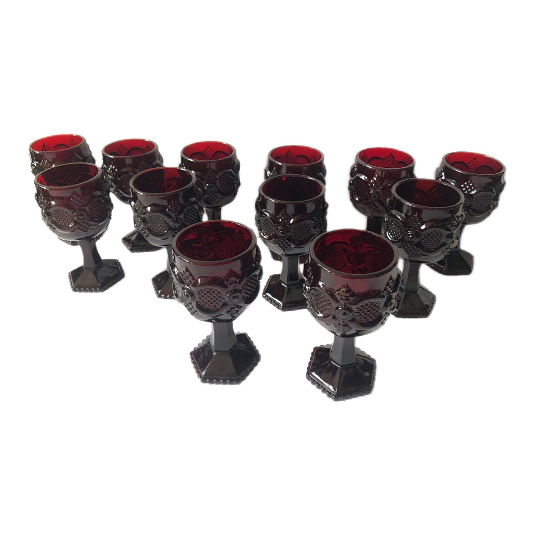 Vintage Avon Ruby Red Cape Cod 1876 Pattern Chalice Goblets Style, Avon ...