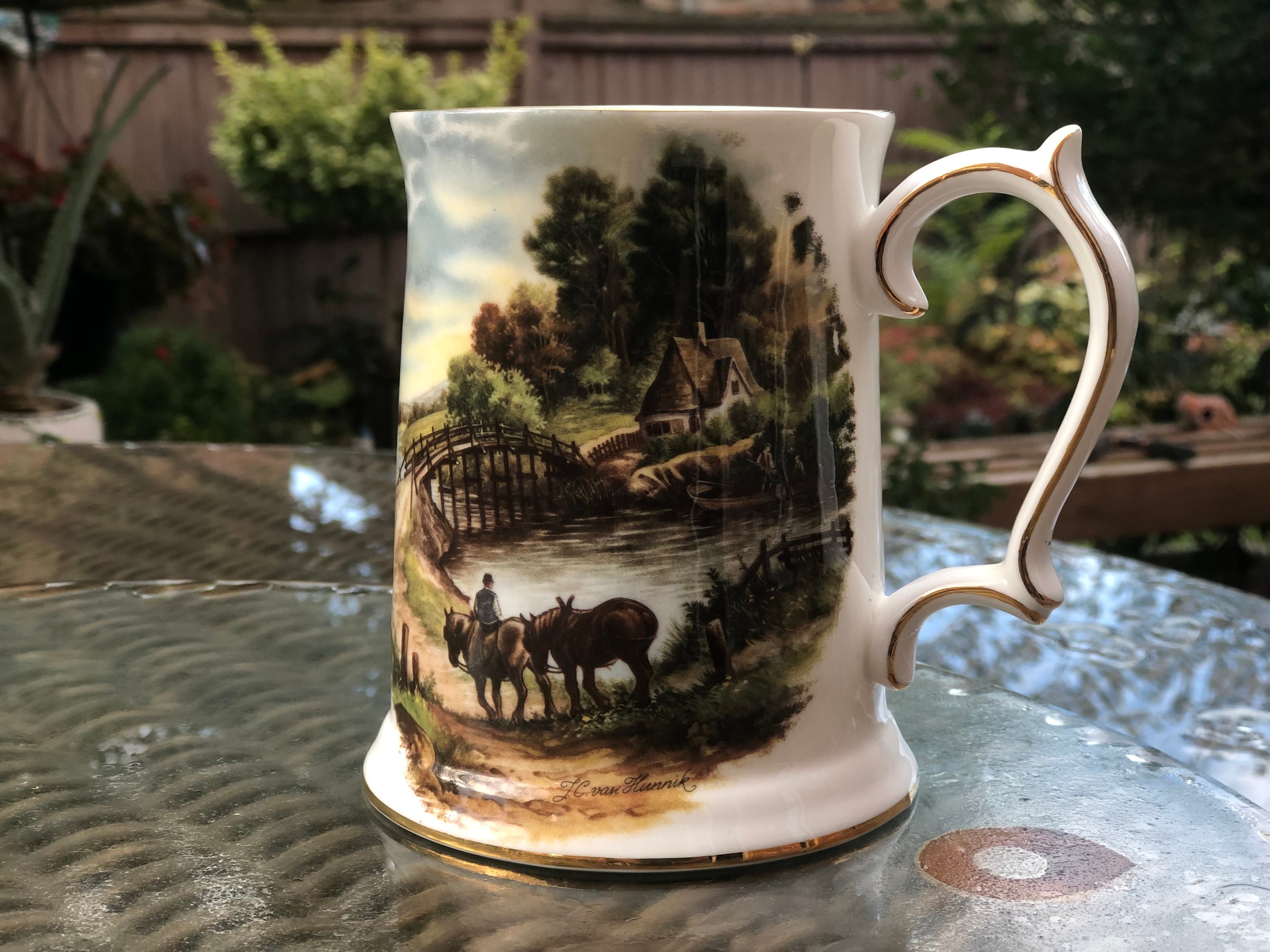 Vintage Rare Bone China Stein Handpainted Stein Blue White - Etsy