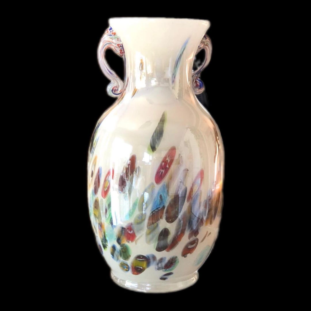 Large Murano Lavorazione Art Glass Vase for Flowers, Tall Hand Blown ...